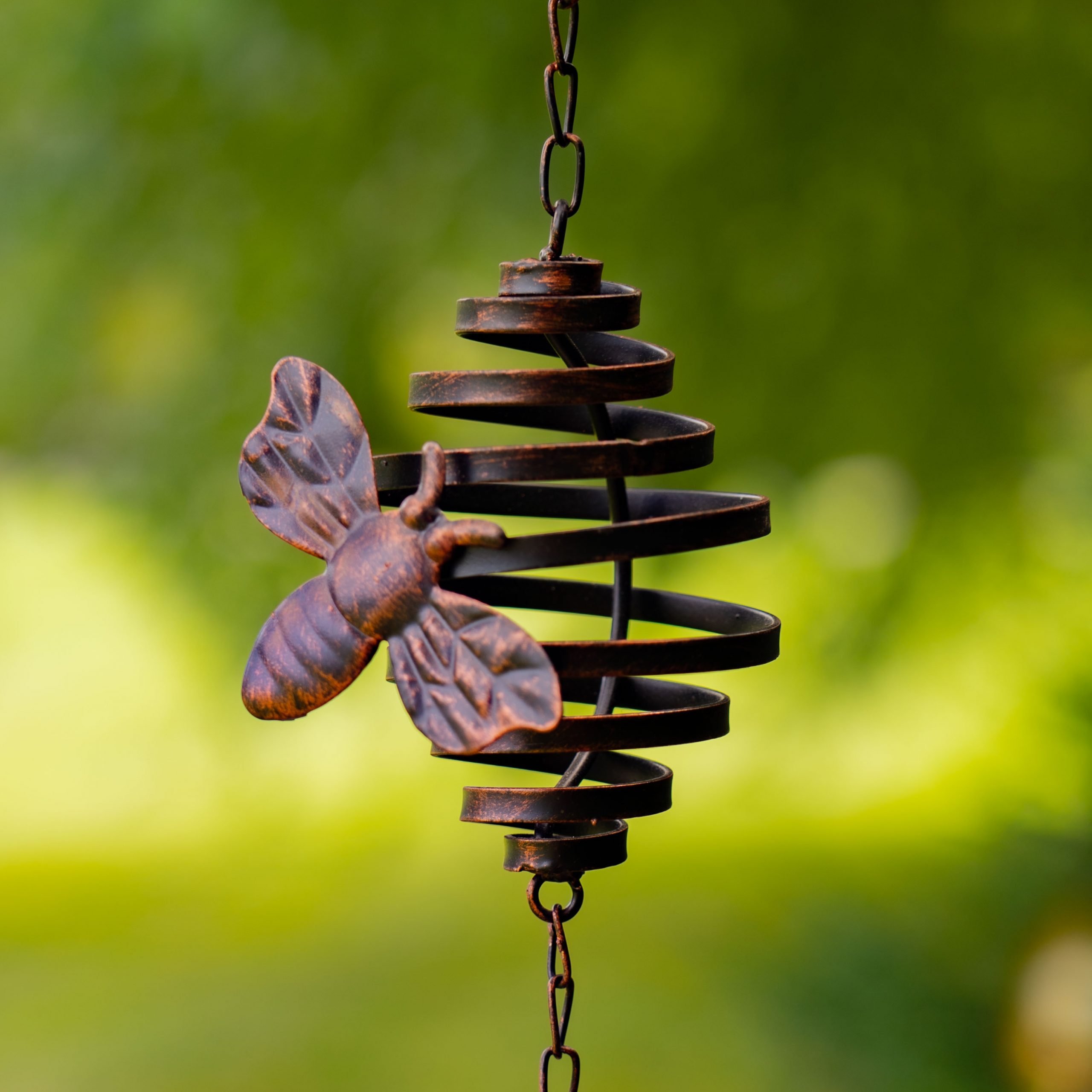 75" Long Antique Bronze Hanging Honeybee Rain Chain
