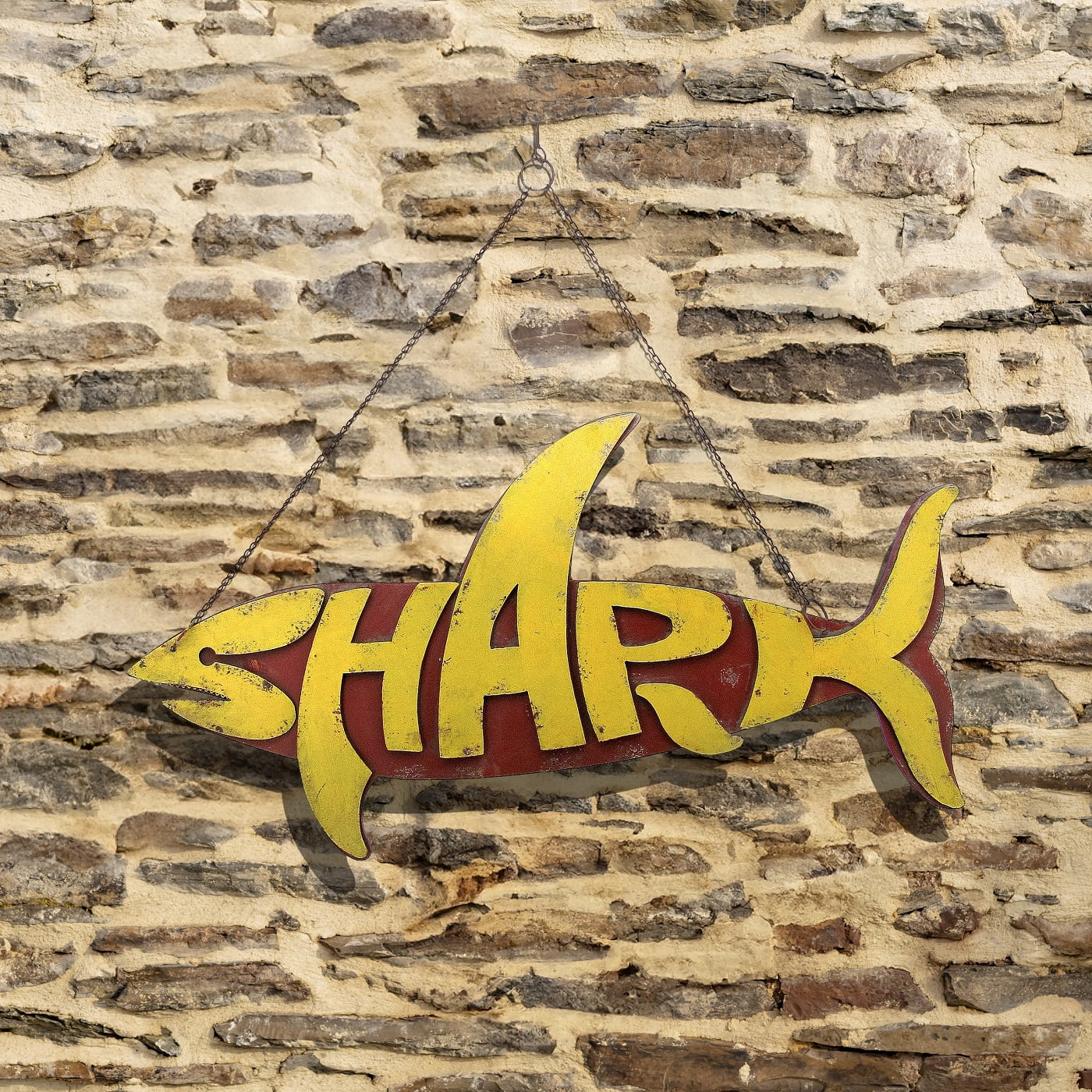 Hanging Metal Shark Sign in 3 Assorted Colors
