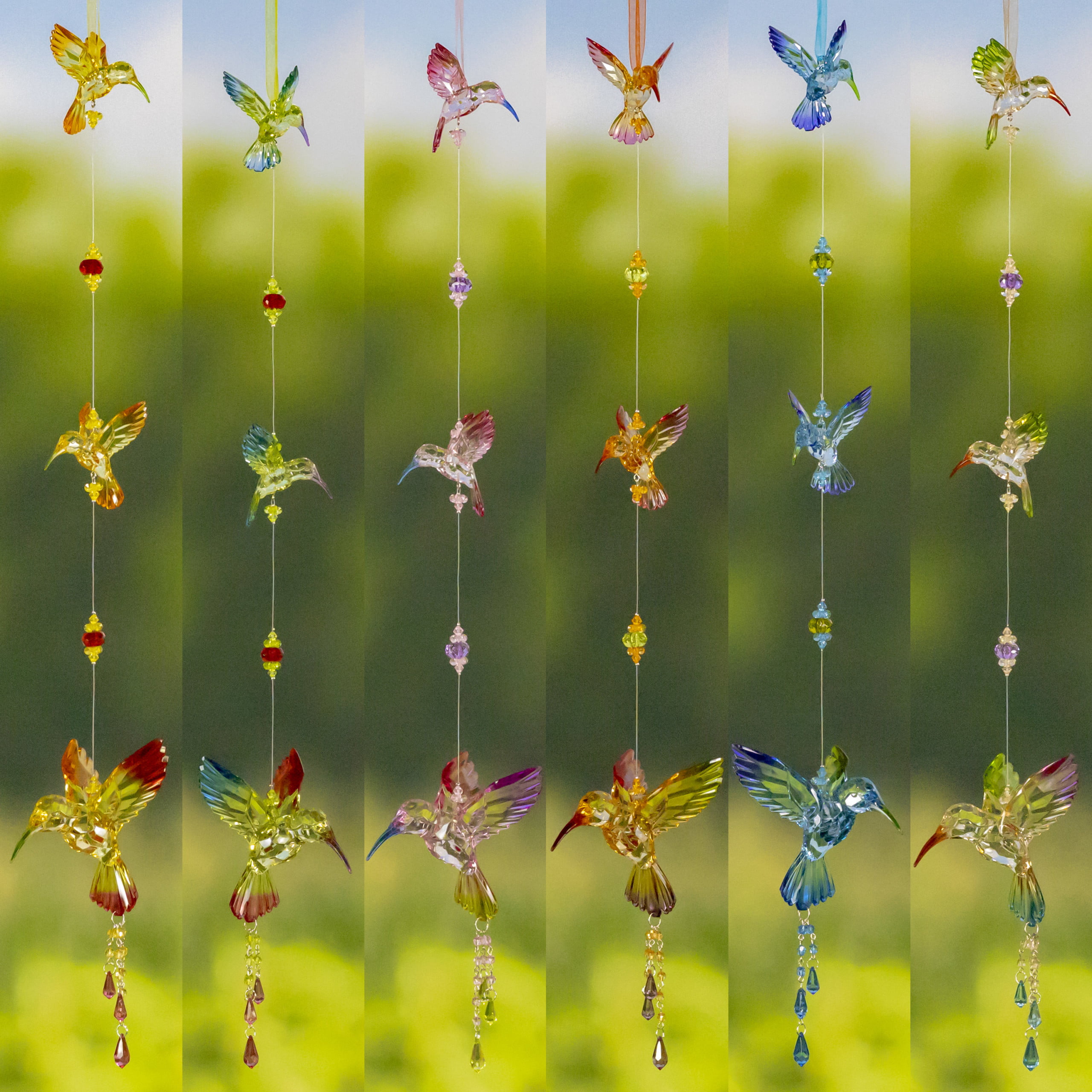 Set of 6 Three-Piece Acrylic Hummingbird Chain