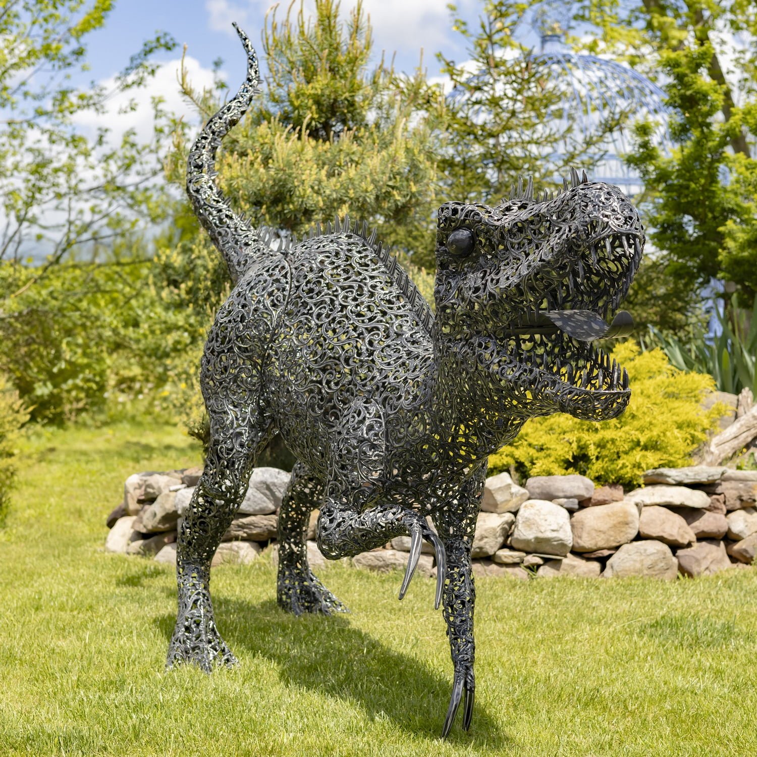 7.3ft. Tall Giant Metal Tyrannosaurus Rex Garden Statue - Lesera.com