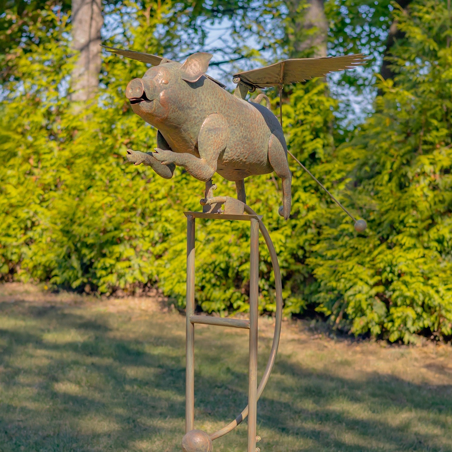 6.5ft. Tall Hand Painted Flying Bronze Pig Iron Rocking Stake "Khrysaor ...