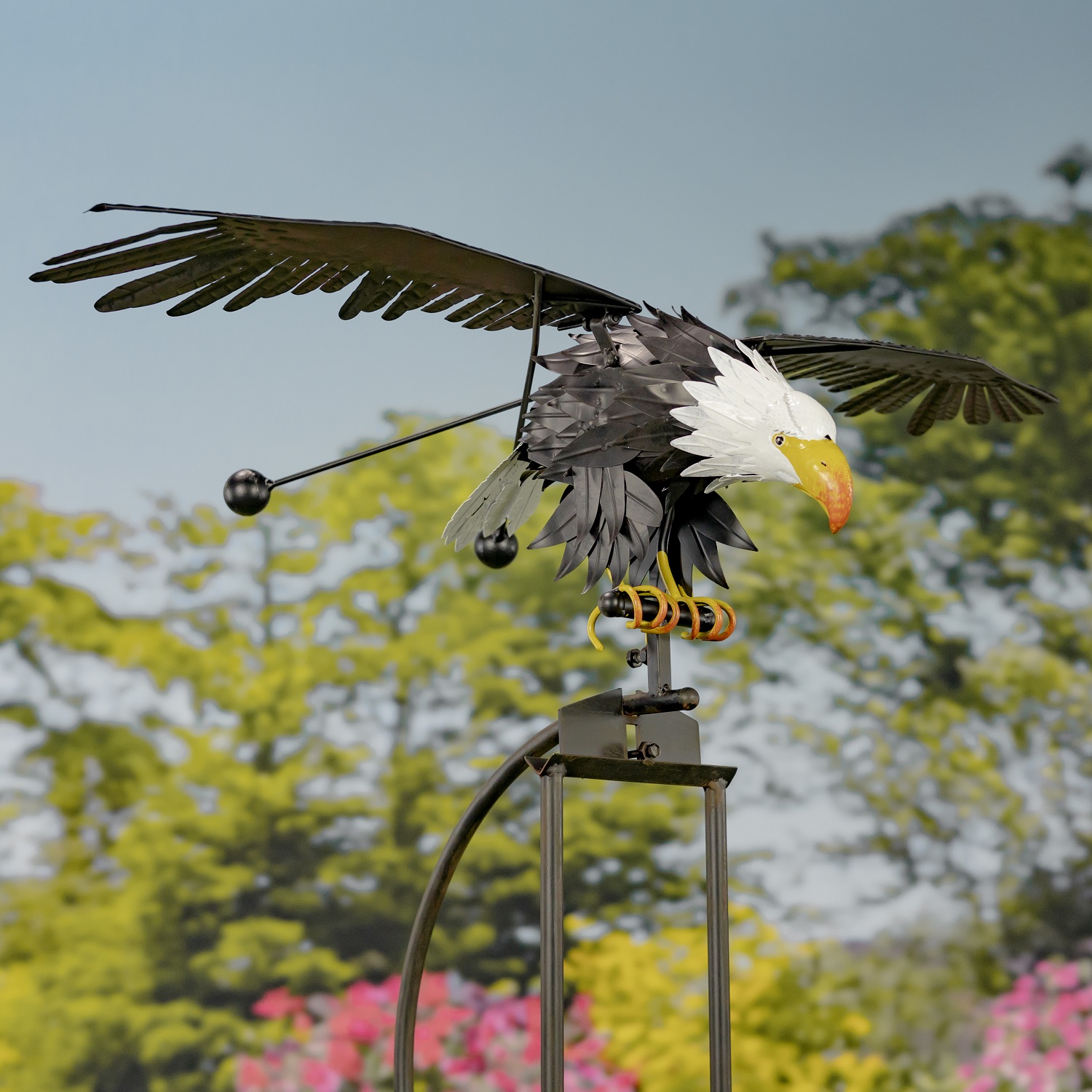 58.5" Tall Medium Metal Bald Eagle Rocking Stake "Dyami" - Lesera