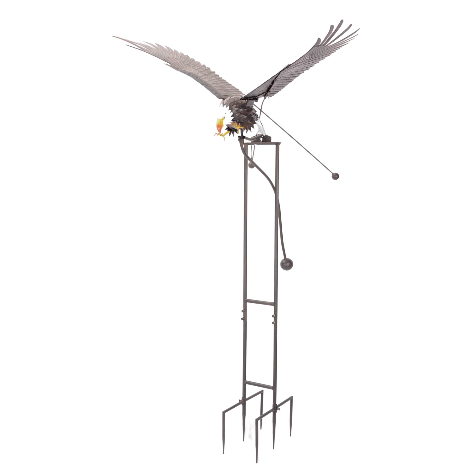 7.5ft. Tall Bald Eagle Iron Rocking Stake "Scout" - Lesera