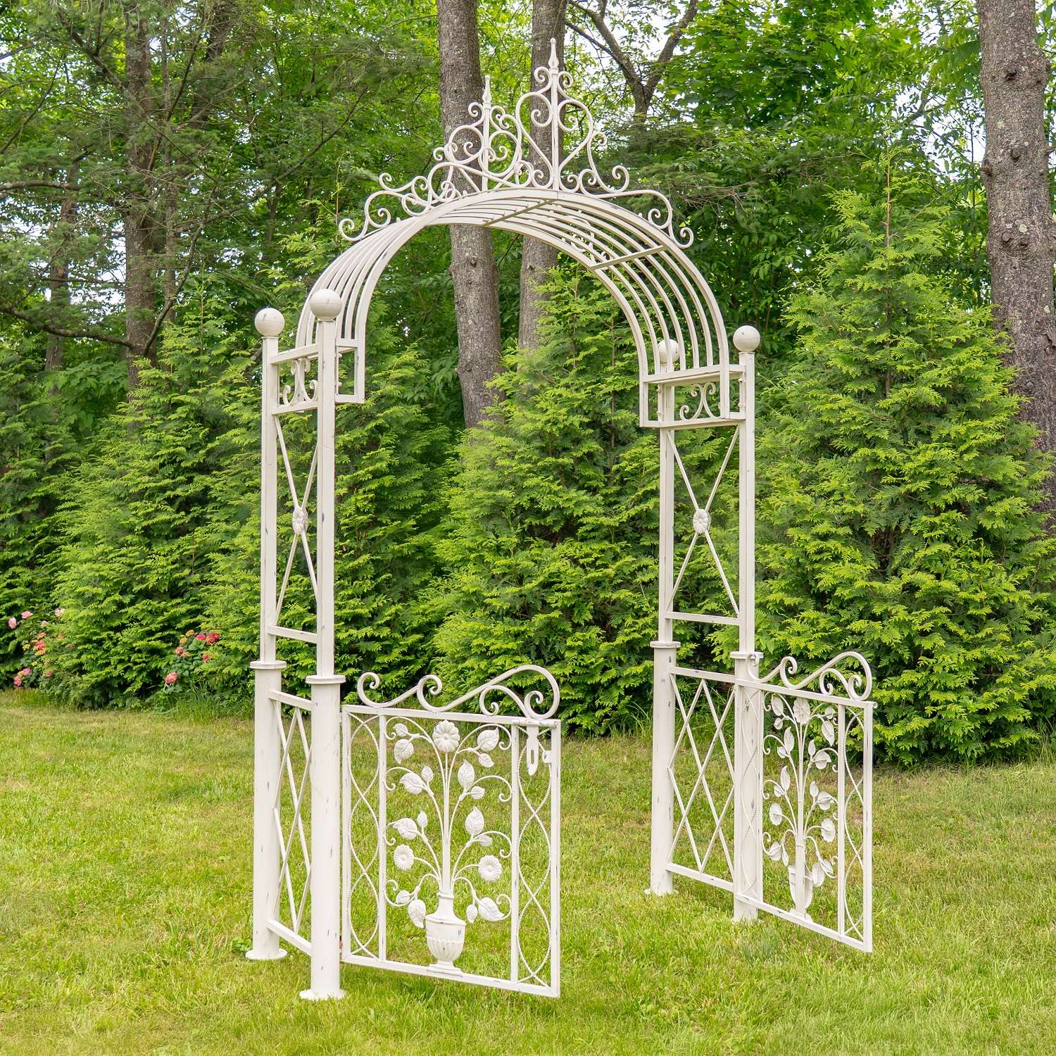 10.5" Tall Garden Gate With Floral Embellishments