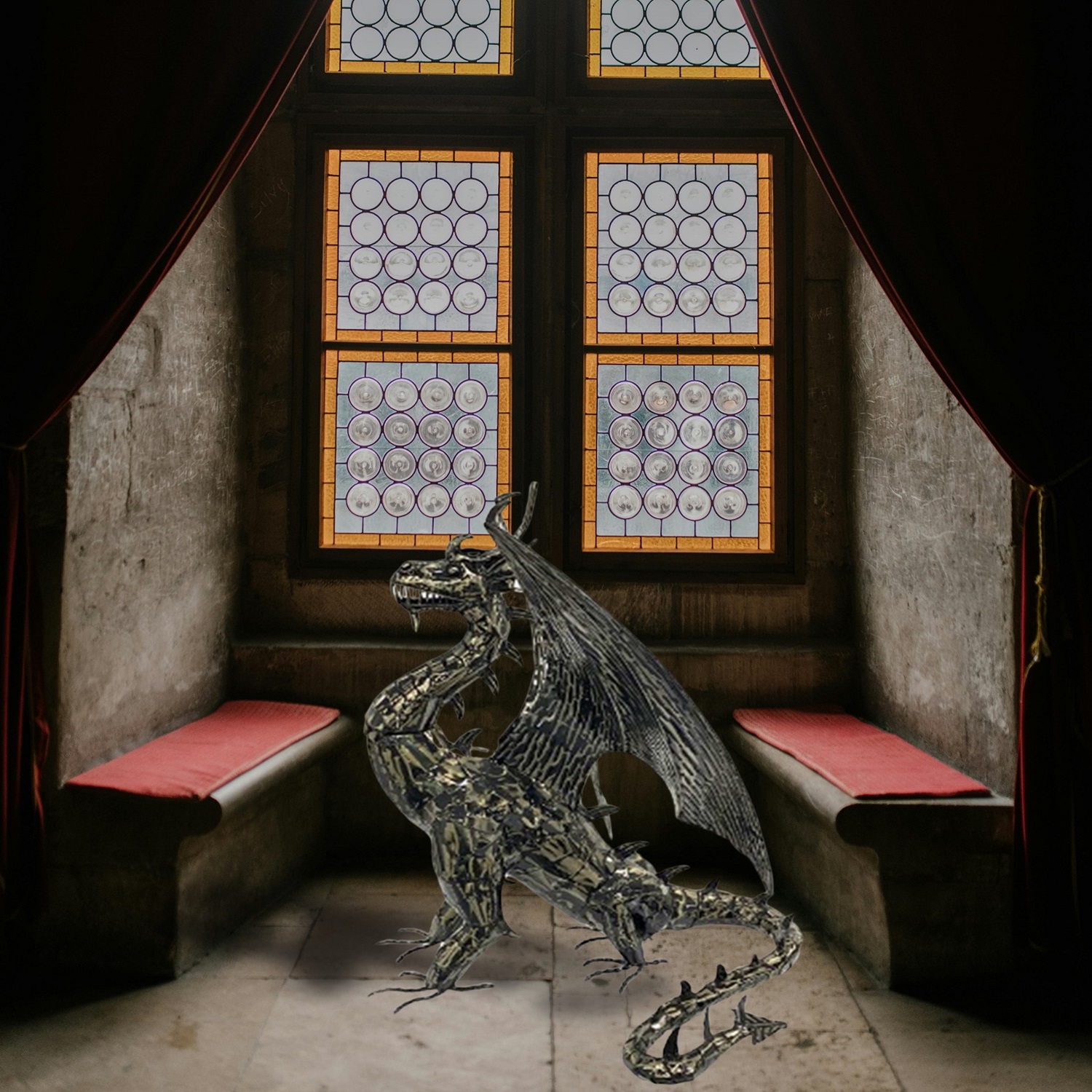 39.5" Tall Iron Dragon Sentry Statue "Spike" - Lesera